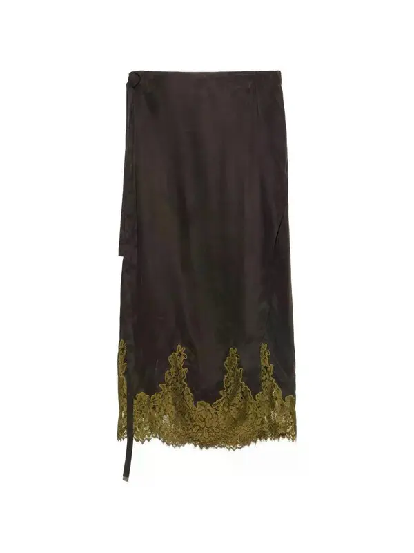 Bimba Y Lola Faded- Sarong Skirt With Lace Detailing - Black