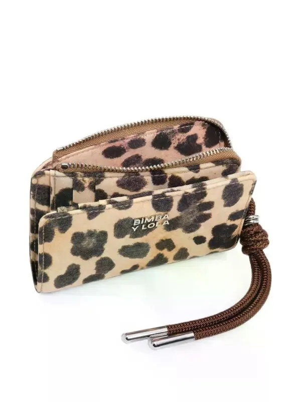 Bimba Y Lola Leopard-natural Nylon Compact Wallet