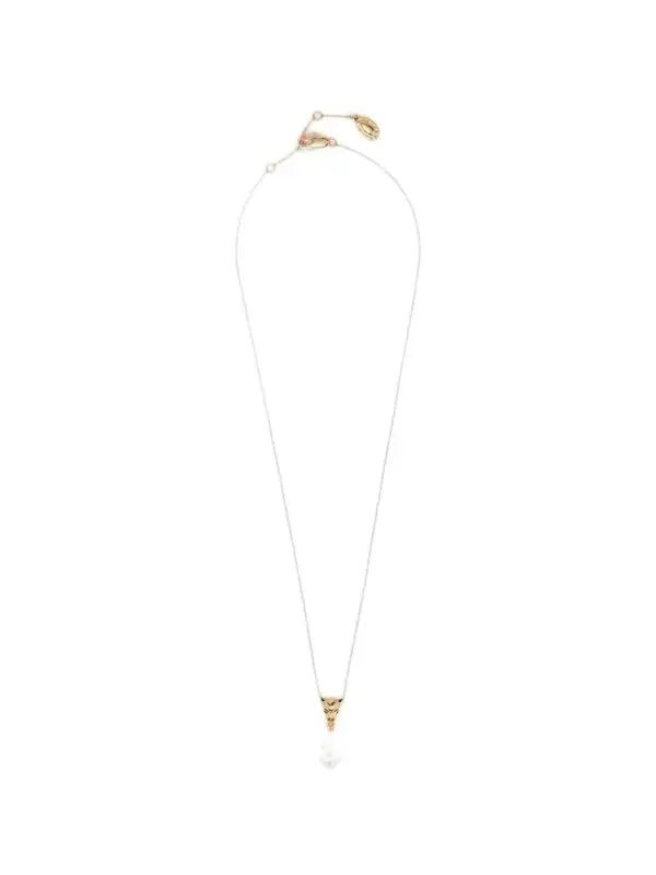 Bimba Y Lola Two-tone Necklace With Panther-head And Pearl - Silver