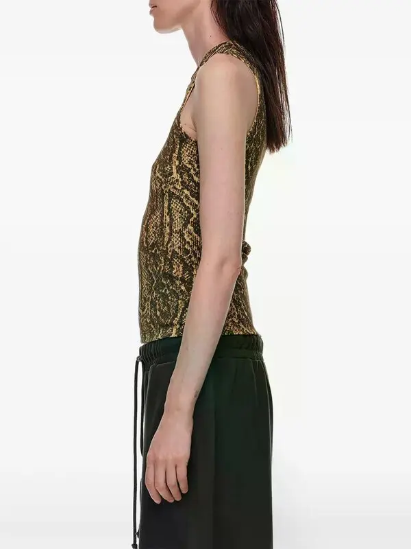 Bimba Y Lola Ocher Mini Reptile Fitted Boat-neckline Top