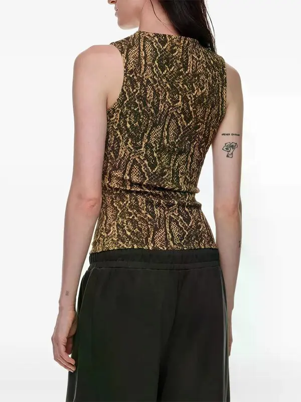 Bimba Y Lola Ocher Mini Reptile Fitted Boat-neckline Top
