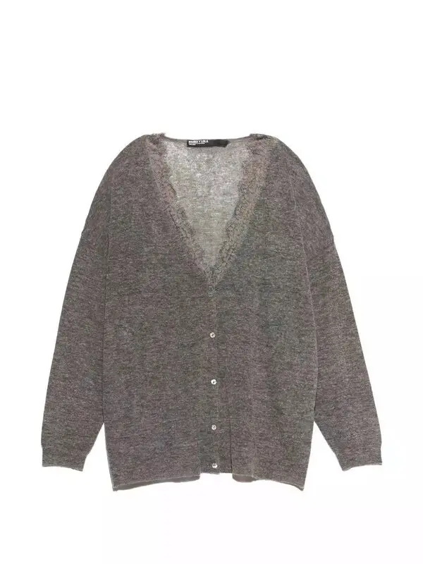 Bimba Y Lola Long -melange Wool And Lace Cardigan