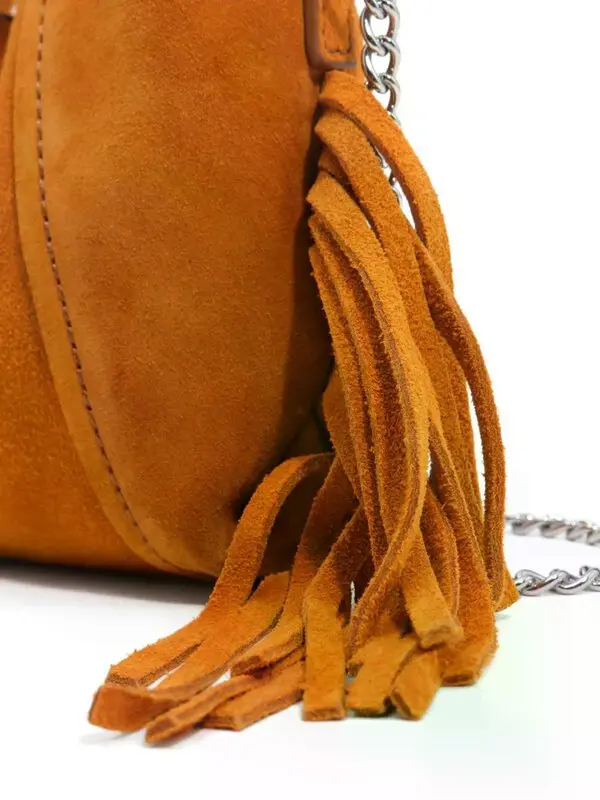 Bimba Y Lola Amber Fringed Suede Micro Paper Bag