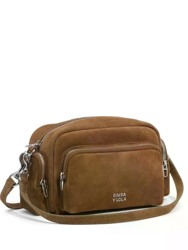 Bimba Y Lola Large Olive Suede Pocket Crossbody Bag