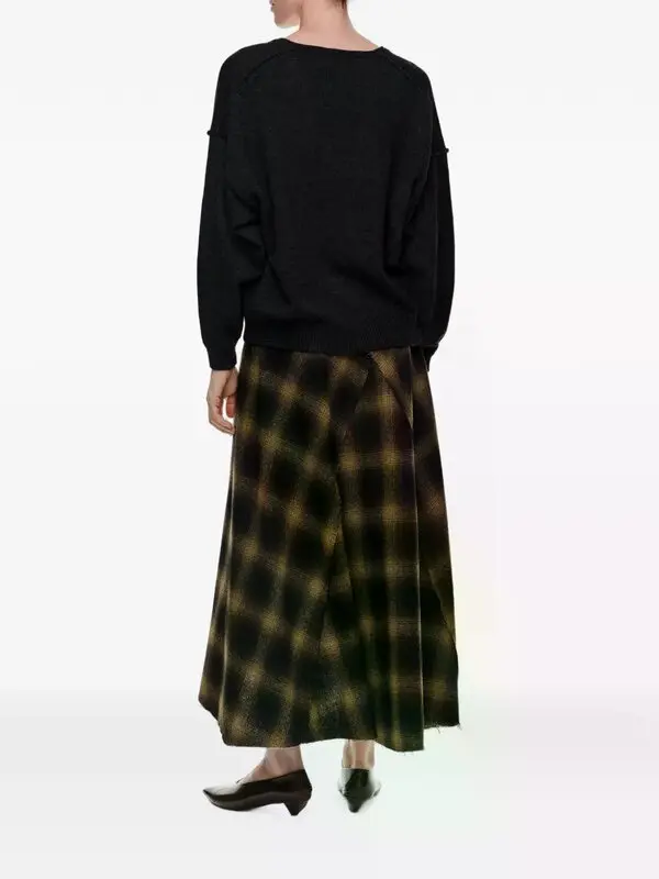 Bimba Y Lola Dark Gray Melange V-neck Wool Sweater
