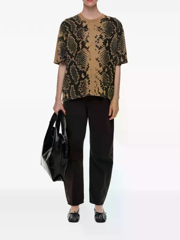 Bimba Y Lola Ocher Cotton Snake T-shirt