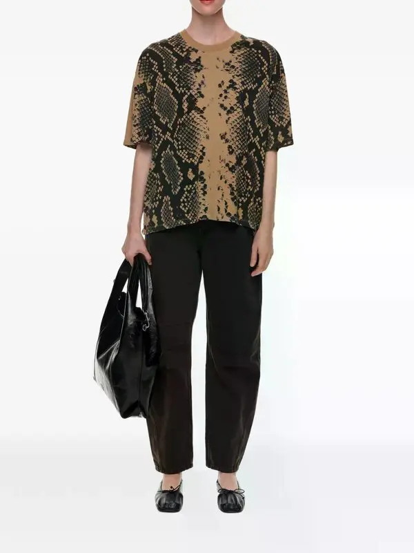 Bimba Y Lola Ocher Cotton Snake T-shirt - Neutrals