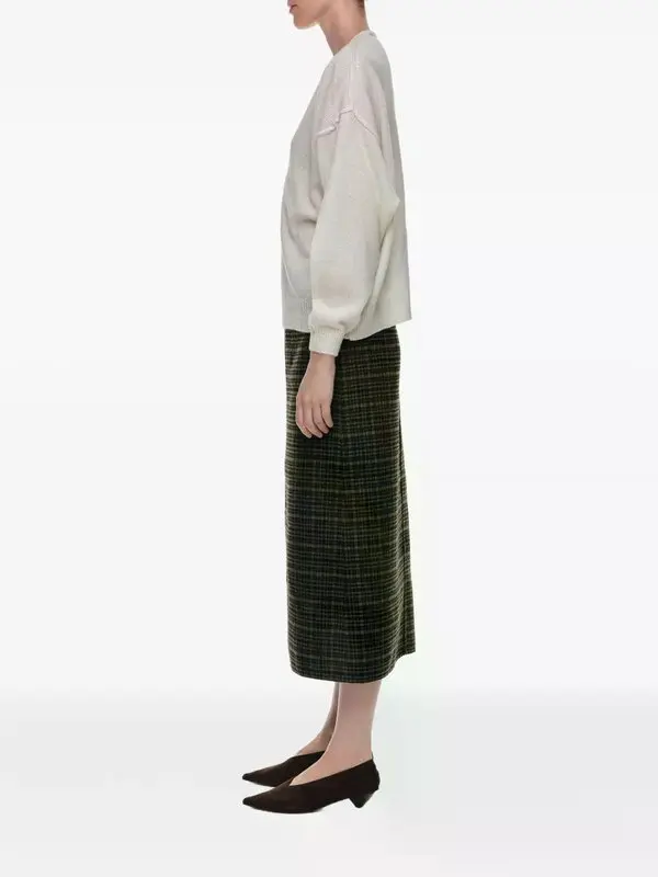 Bimba Y Lola Ivory-grey V-neck Wool Sweater
