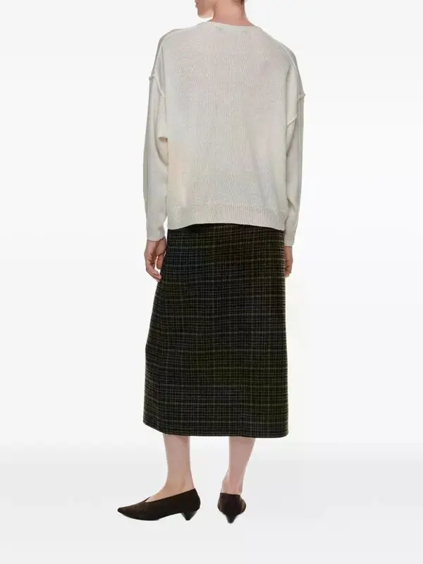 Bimba Y Lola Ivory-grey V-neck Wool Sweater