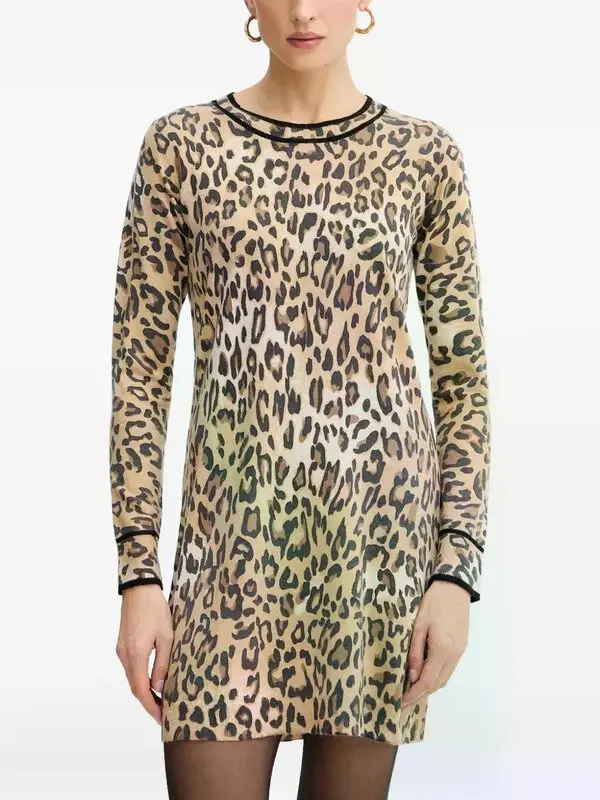MORGAN Mcall Animal-print Round-neck Mini Dress