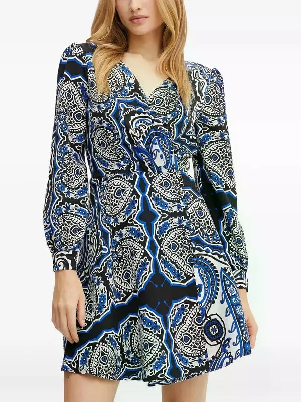 MORGAN Long-sleeve Paisley-print Mini Dress