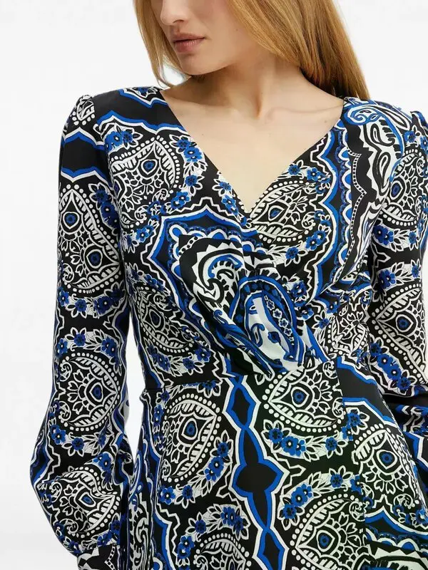 MORGAN Long-sleeve Paisley-print Mini Dress