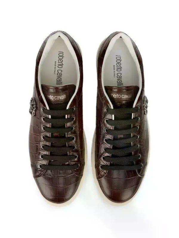 Roberto Cavalli Croc-effect Monogram Leather Low-top Sneakers