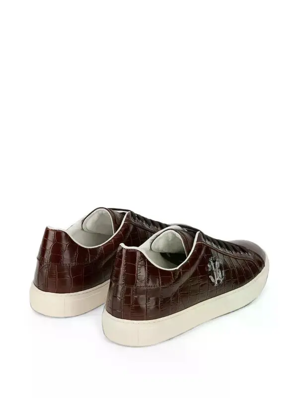 Roberto Cavalli Croc-effect Monogram Leather Low-top Sneakers