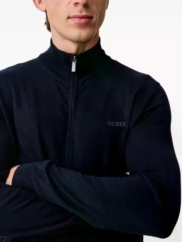 Guess Logo-embroidered Zip-up Cardigan
