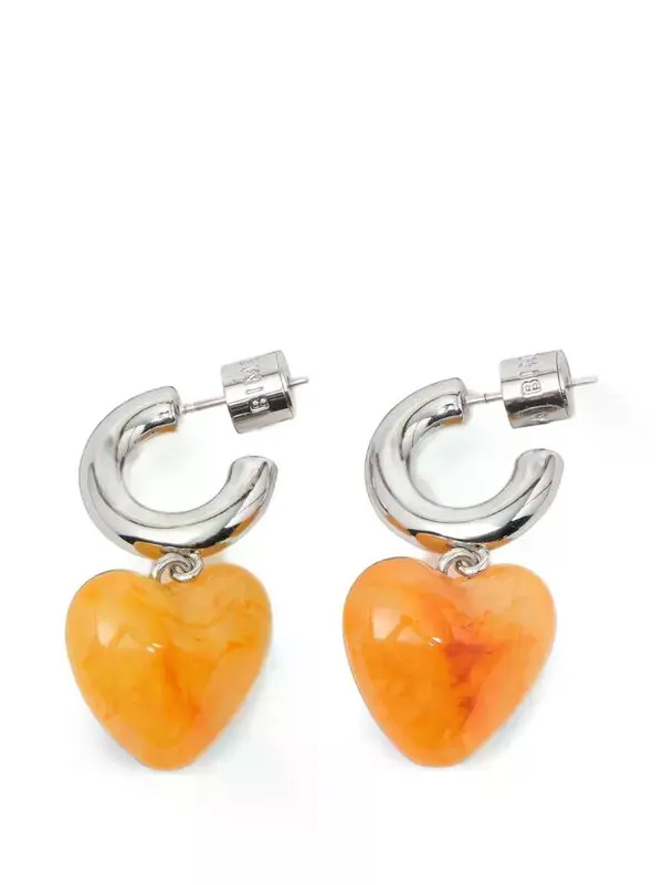 Bimba Y Lola Hoop Earrings With Yellow Resin Heart - Silver