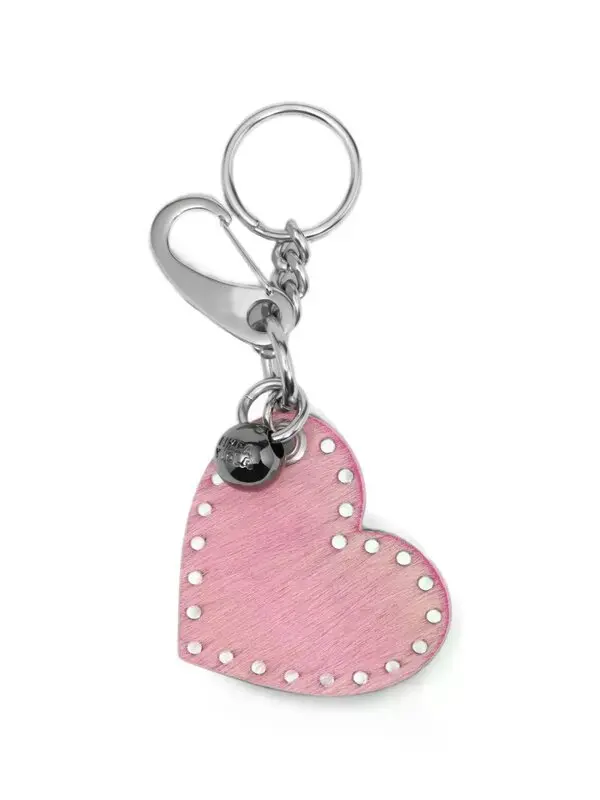 Bimba Y Lola Heart Keyring With Pink Fur And Studs
