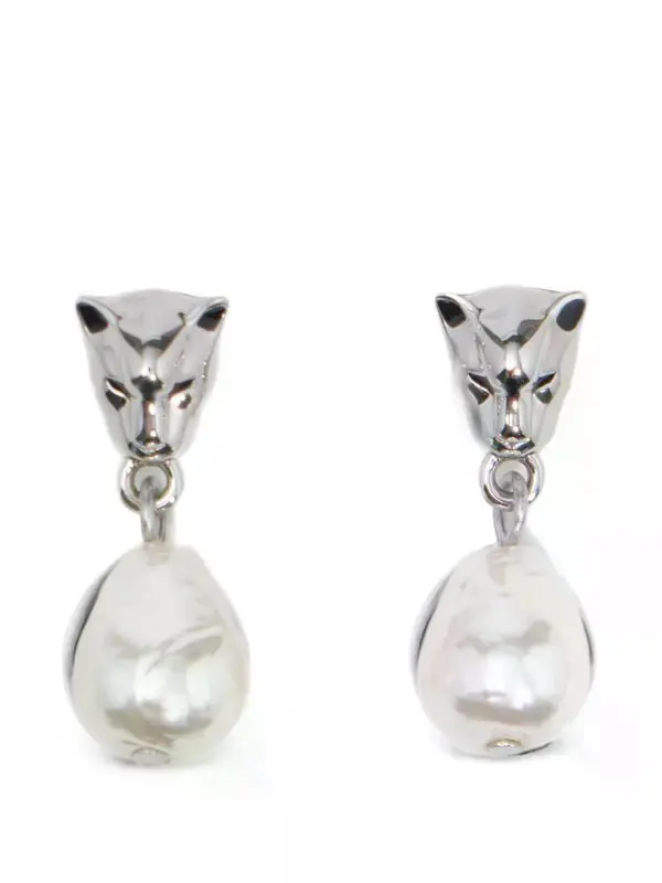 Bimba Y Lola Panther-head Earrings And Pearls
