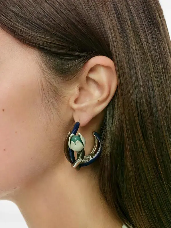 Bimba Y Lola Enameled Tulip Maxi-hoop Earrings