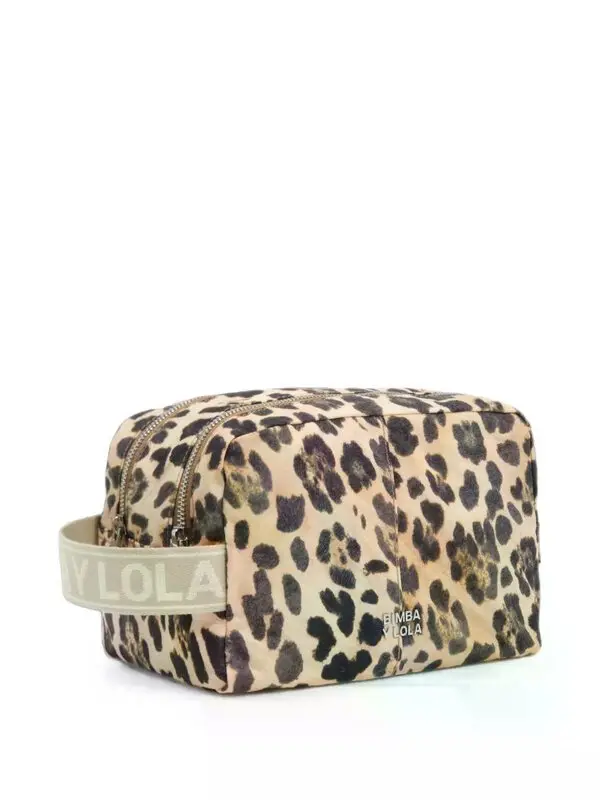 Bimba Y Lola Double-large Natural Leopard Nylon Toilet Bag - Neutrals