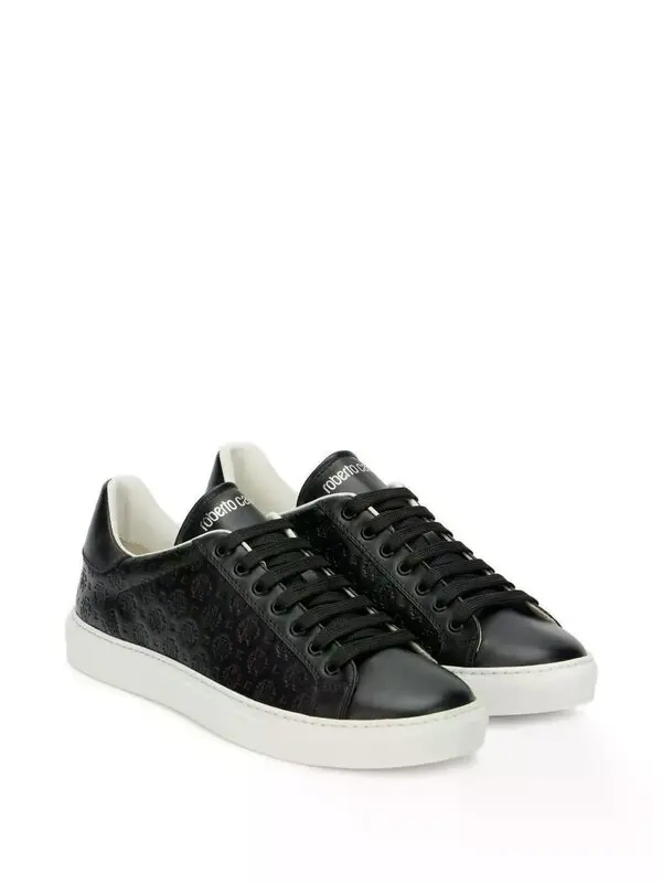 Roberto Cavalli Monogram-embossed Low-top Sneakers - Black