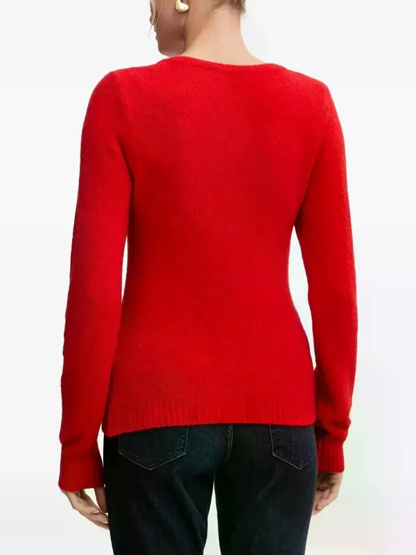 MORGAN V-neck Pointelle-knit Sweater
