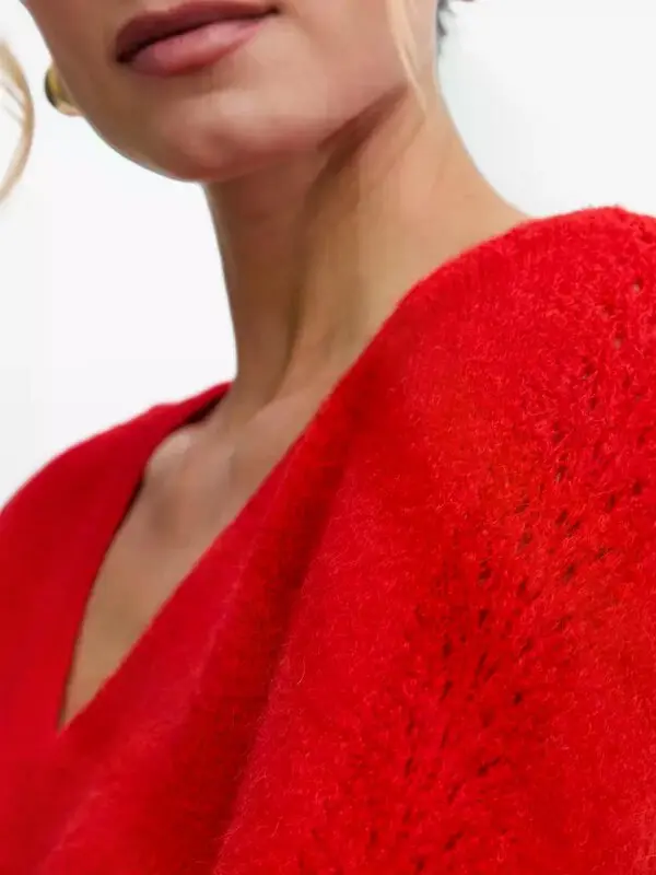MORGAN V-neck Pointelle-knit Sweater