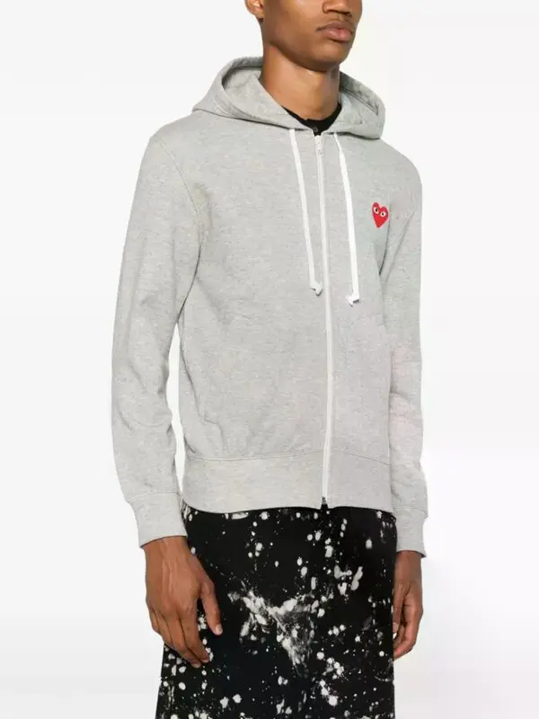 Play Comme Des Garcon Heart-patch Zip-up Hoodie
