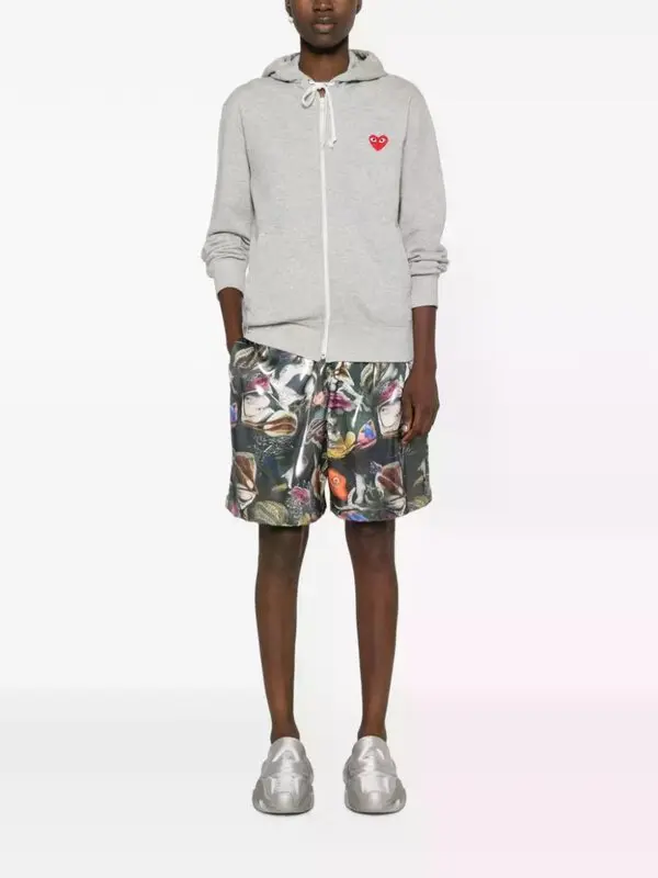 Play Comme Des Garcon Heart-patch Zip-up Hoodie