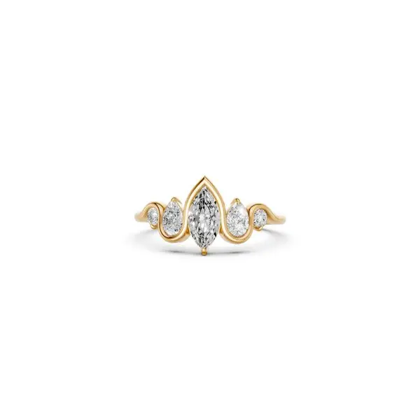 AYA FINE JEWELRY Sienna Marquise Cut Lab Grown Diamond Engagement Ring In Gold - Yellow