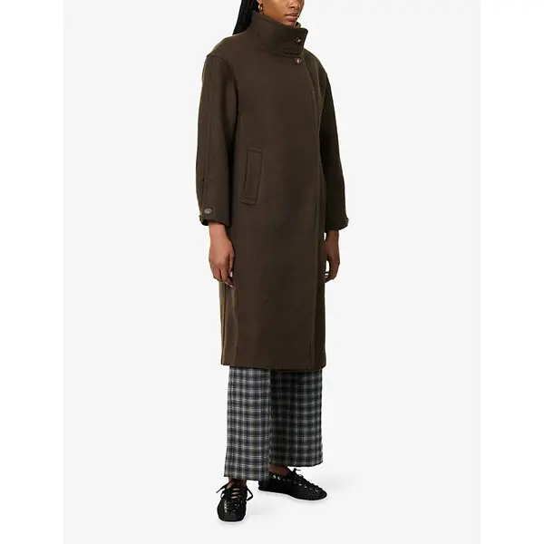 DAMSON MADDER Agnes Funnel-collar Wool-blend Coat