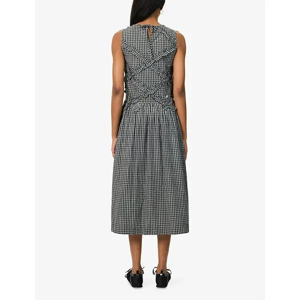 DAMSON MADDER Elora Check-print Cotton Midi Dress