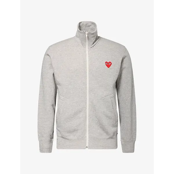 Play Comme Des Garcon Heart-appliqué Cotton Track Jacket