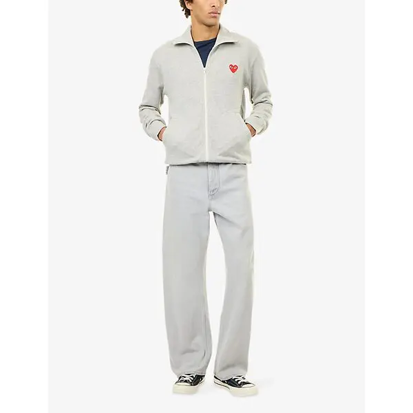 Play Comme Des Garcon Heart-appliqué Cotton Track Jacket
