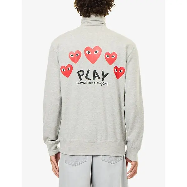 Play Comme Des Garcon Heart-appliqué Cotton Track Jacket