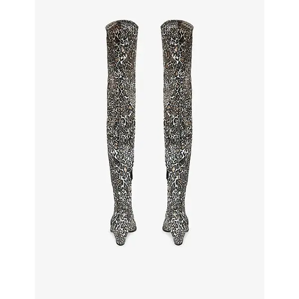 Kurt Geiger Bloomsbury Leopard Velvet High Boots