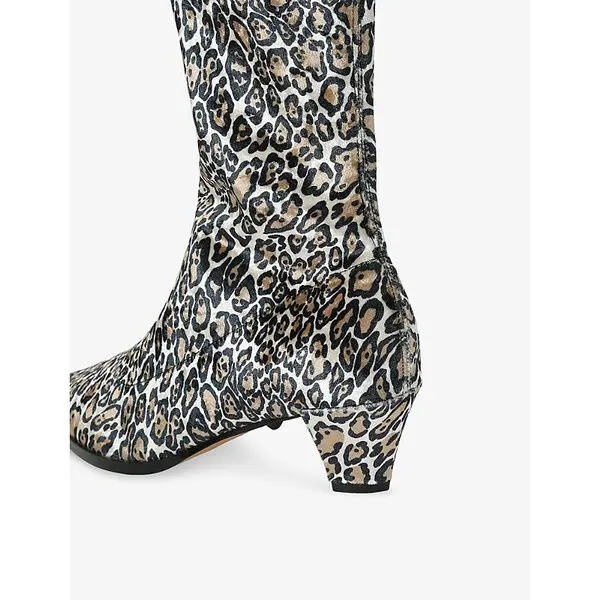 Kurt Geiger Bloomsbury Leopard Velvet High Boots