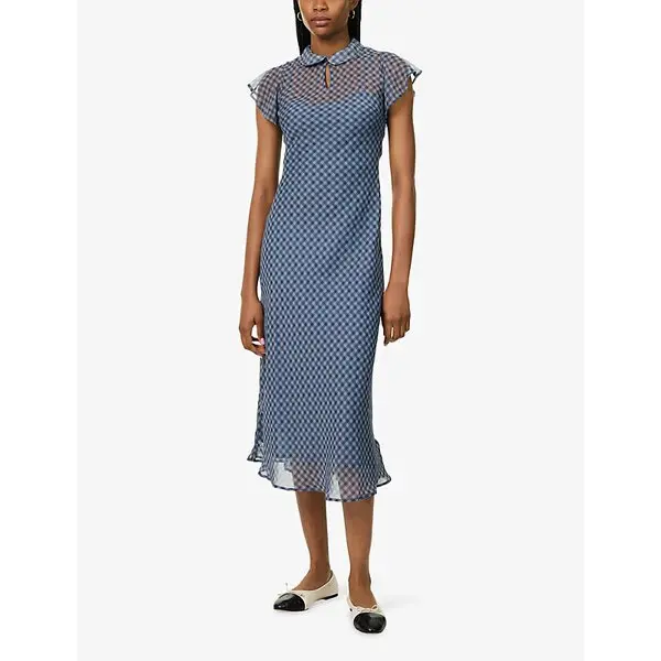 DAMSON MADDER Hudson Chec-print Crêpe Midi Dress