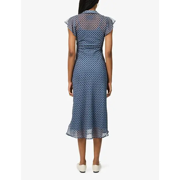 DAMSON MADDER Hudson Chec-print Crêpe Midi Dress