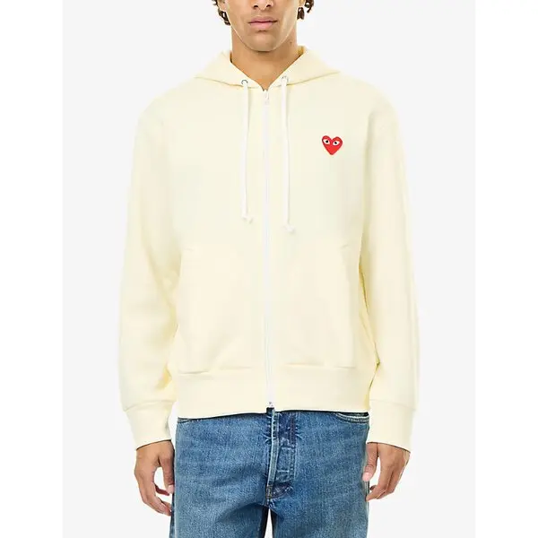 Play Comme Des Garcon Heart-appliquéd Jersey Hoody