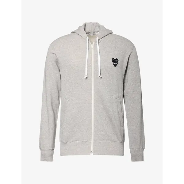 Play Comme Des Garcon Heart-appliquéd Cotton Hoody