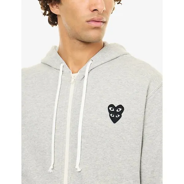 Play Comme Des Garcon Heart-appliquéd Cotton Hoody