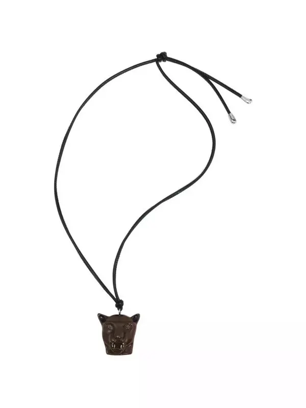 Bimba Y Lola Long Cord Necklace With Panther Head - Brown