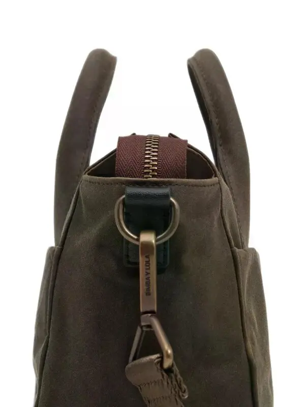 Bimba Y Lola Medium Superwax Khaki Cotton Bowling Bag
