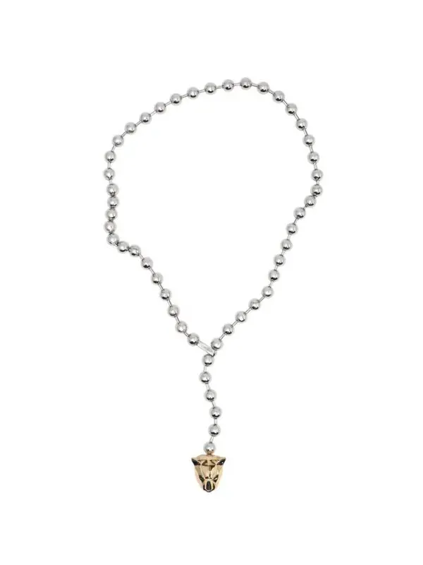 Bimba Y Lola Gold-chain And Panther-head Necklace - Silver