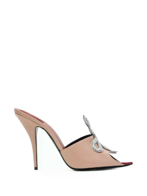 Valentino Garavani Coeur Vipère Kidskin Slide Sandals 105mm - Neutrals