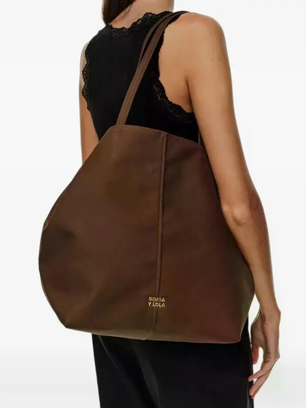 Bimba Y Lola Dark Khaki Cotton Maxi Shopper Bag