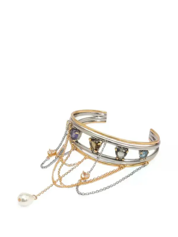 Bimba Y Lola Crystal-heart Bracelet With Two-tone Chains