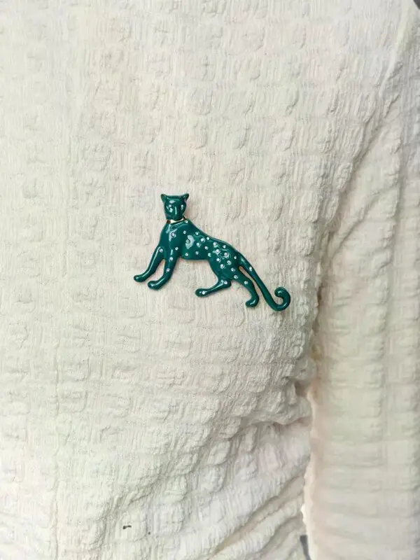Bimba Y Lola Enameled Panther Brooch With Crystals