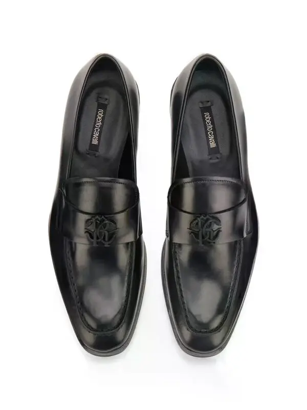 Roberto Cavalli Monogram-plaque Leather Loafers
